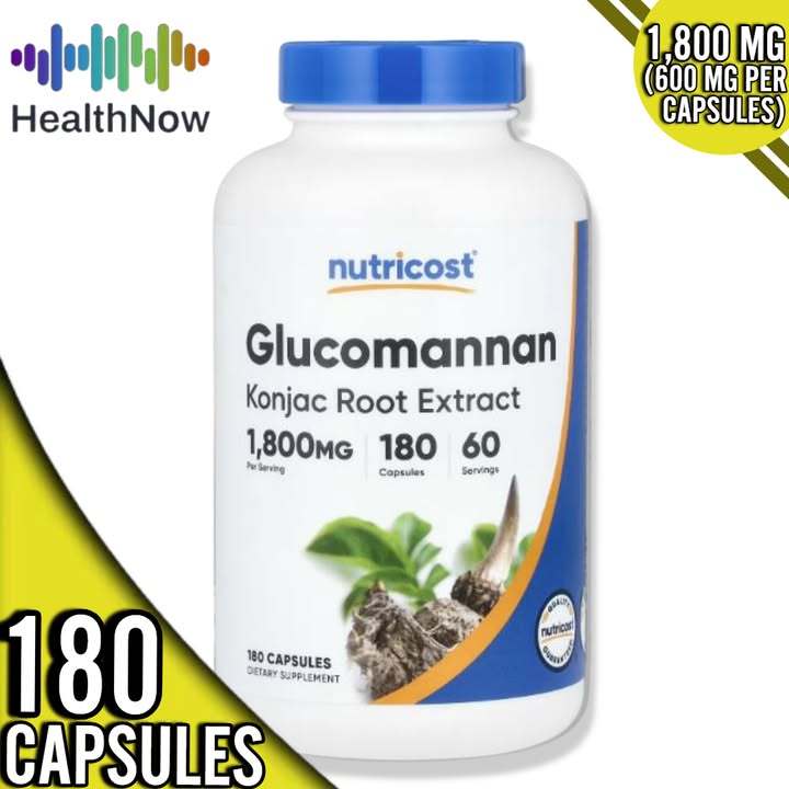 Nutricost, Glucomannan Konjac Root Extract, 1,800 mg, 180 Capsules (600 mg per Capsule) | Shopee ...