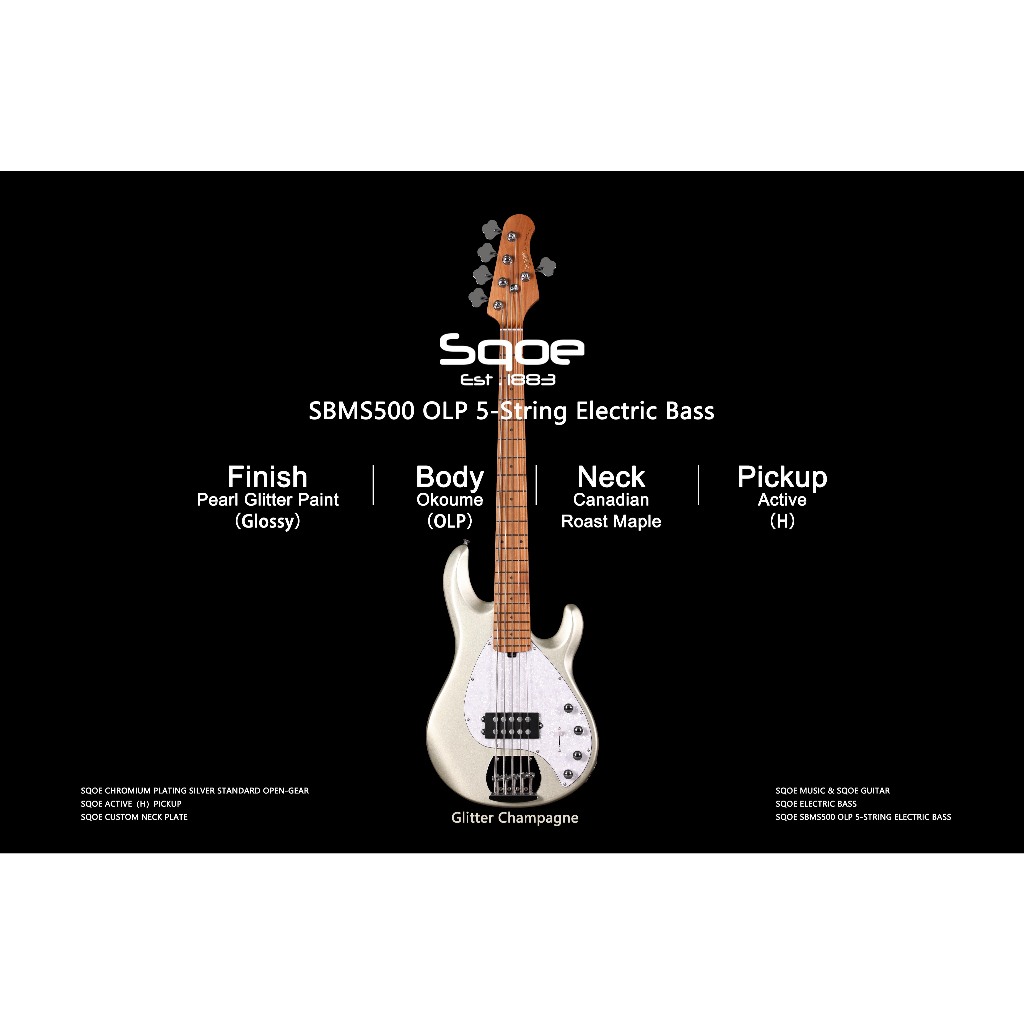 SBMS500 SQOE 22 FRETS OLP 5-STRING ELECTRCI BASS(Active Pickup ...