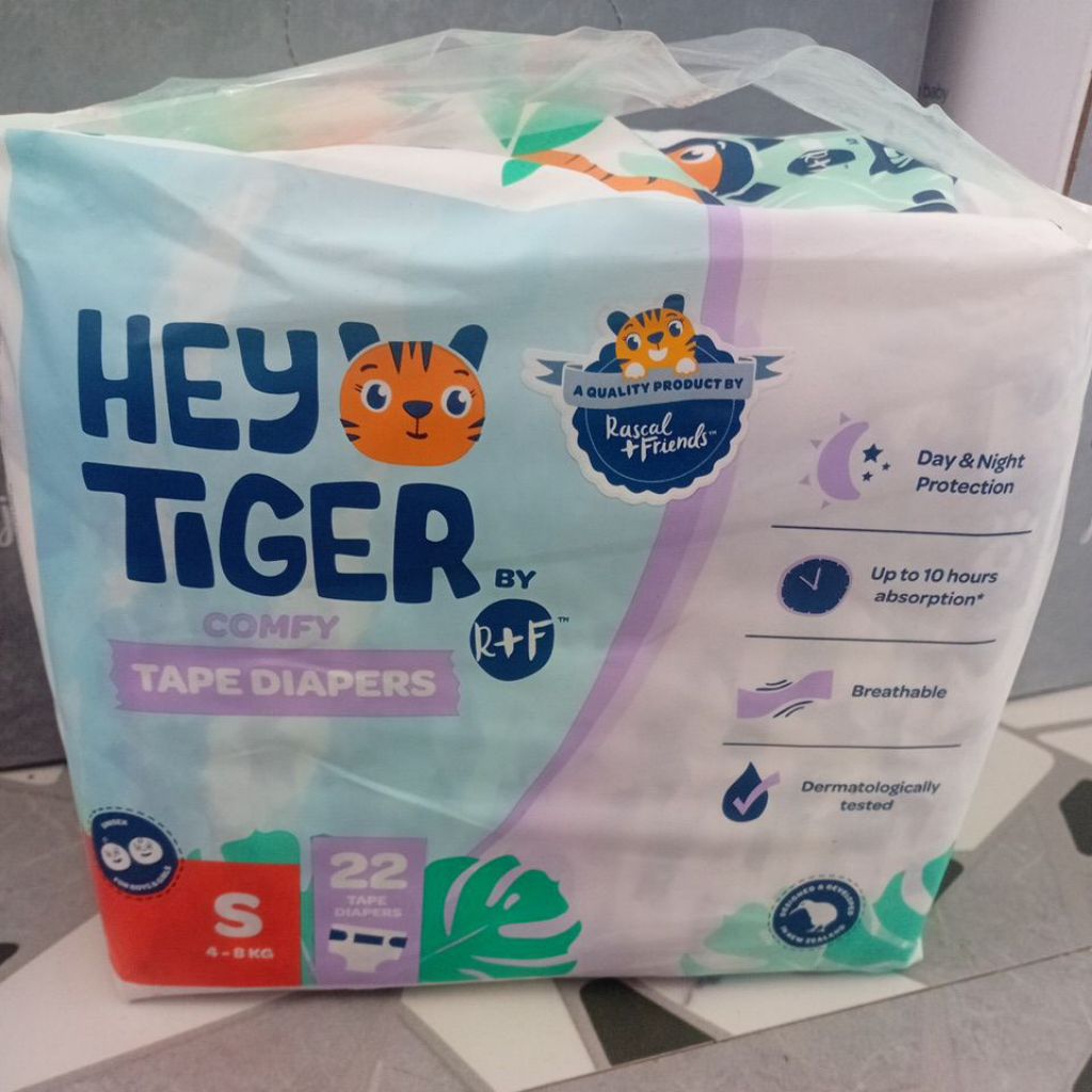22pcs Small Hey Tiger Comfy Tape Diapers by Rascal + Friends (4-8KG ...