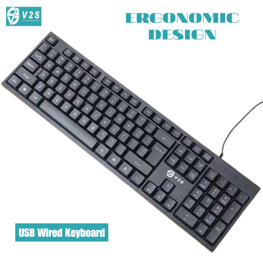 V2S KM100 USB Wired Keyboard Desktop Universal Computer Ergonomic ...