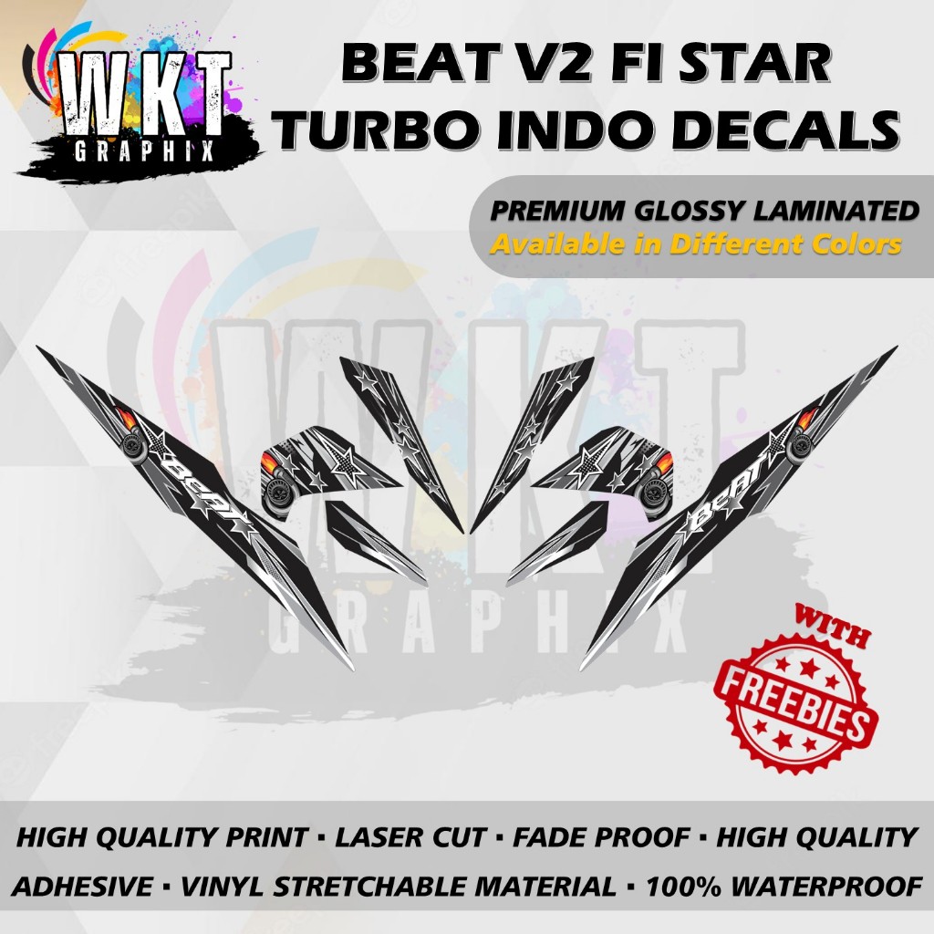 HONDA BEAT V2 FI STAR TURBO INDO DECALS STICKER (WATERPROOF, LAMINATED ...
