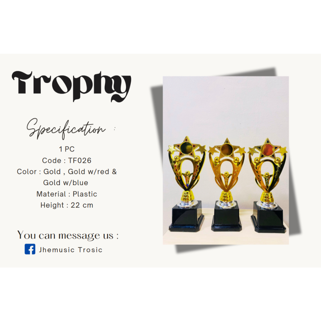 3 Star Design Plastic Trophy Per Piece 22 cm ( TF026 )( Customize ...