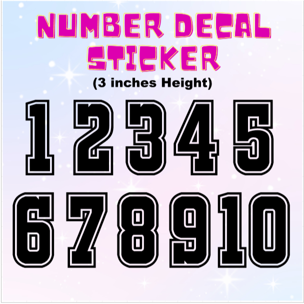 NUMBER Cutout Decal With Outline Vinyl Numbers Sticker / Waterproof ...