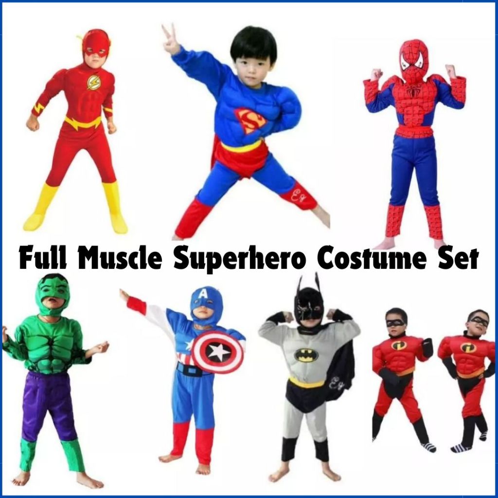 Muscle SuperHero(Flash-Superman-Spiderman-Batman-Captain)Halloween ...