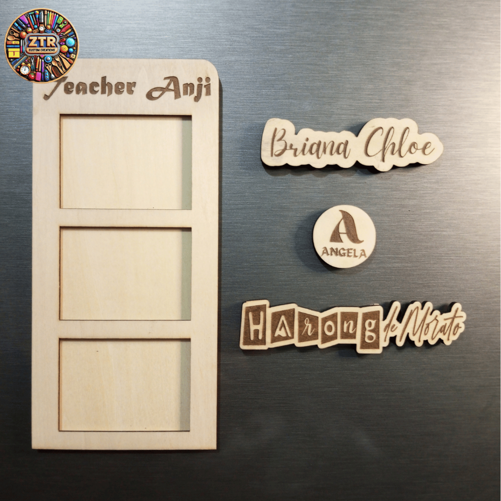 Personalized Wooden Refrigerator Magnets | Custom Names, Frames, Logos ...