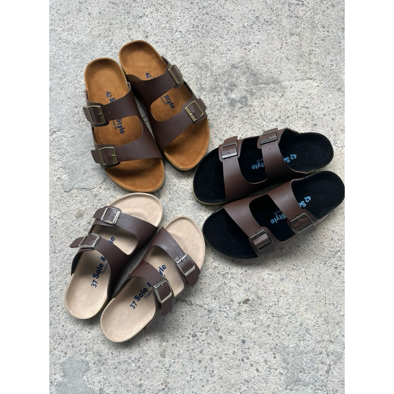 Sole&Style Aire 2 Strap Brown Sandals for women and men Comfy wearing sandals outdoor | Shopee ...