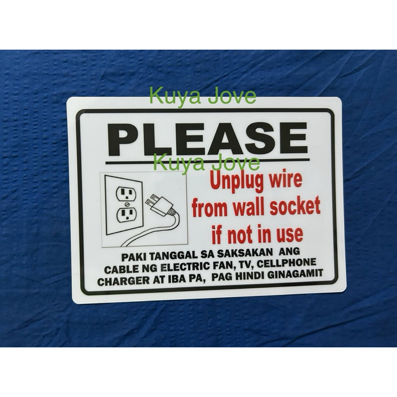 Unplug wire from wall socket if not in use Signage | Shopee Malaysia
