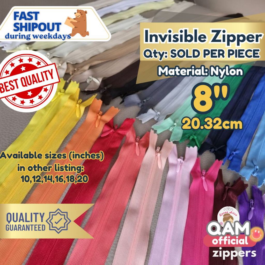 Invisible/ Magic Zipper 8 inches sold per piece (see color chart for ...