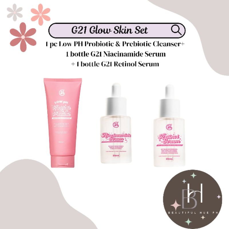 G21 Glow Skin Set (Low PH Cleanser, Retinol Serum & Niacinamide Serum ...