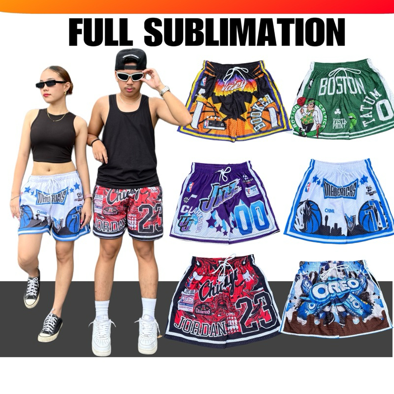 Full Subli Mesh Shorts With Basketball and Trend Designs Above The Knee ...