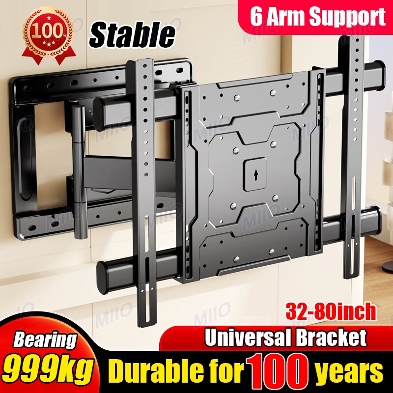 Universal TV Wall Mount Bracket 32"-80" Retractable Bracket Swivel Tilt ...
