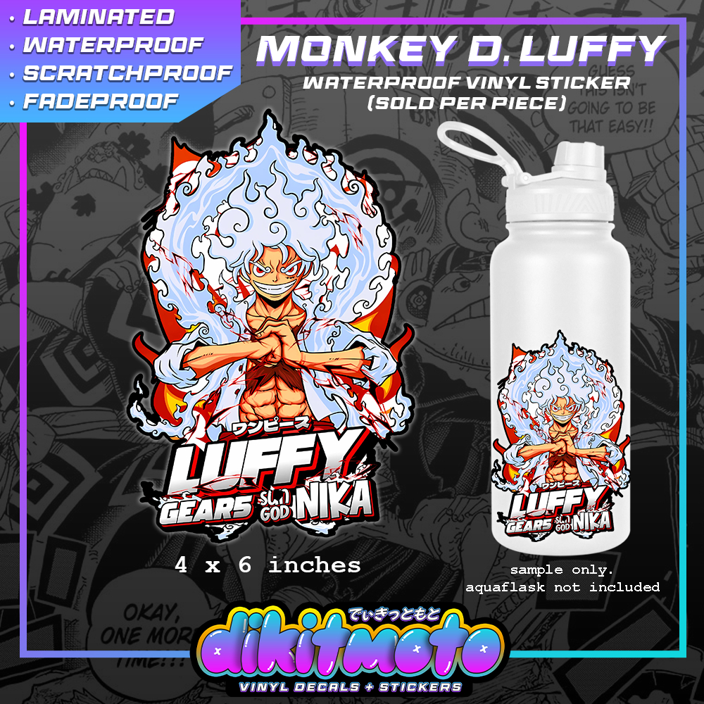 [dikitmoto] Monkey D Luffy Gear 5 One Piece Waterproof Vinyl Sticker ...