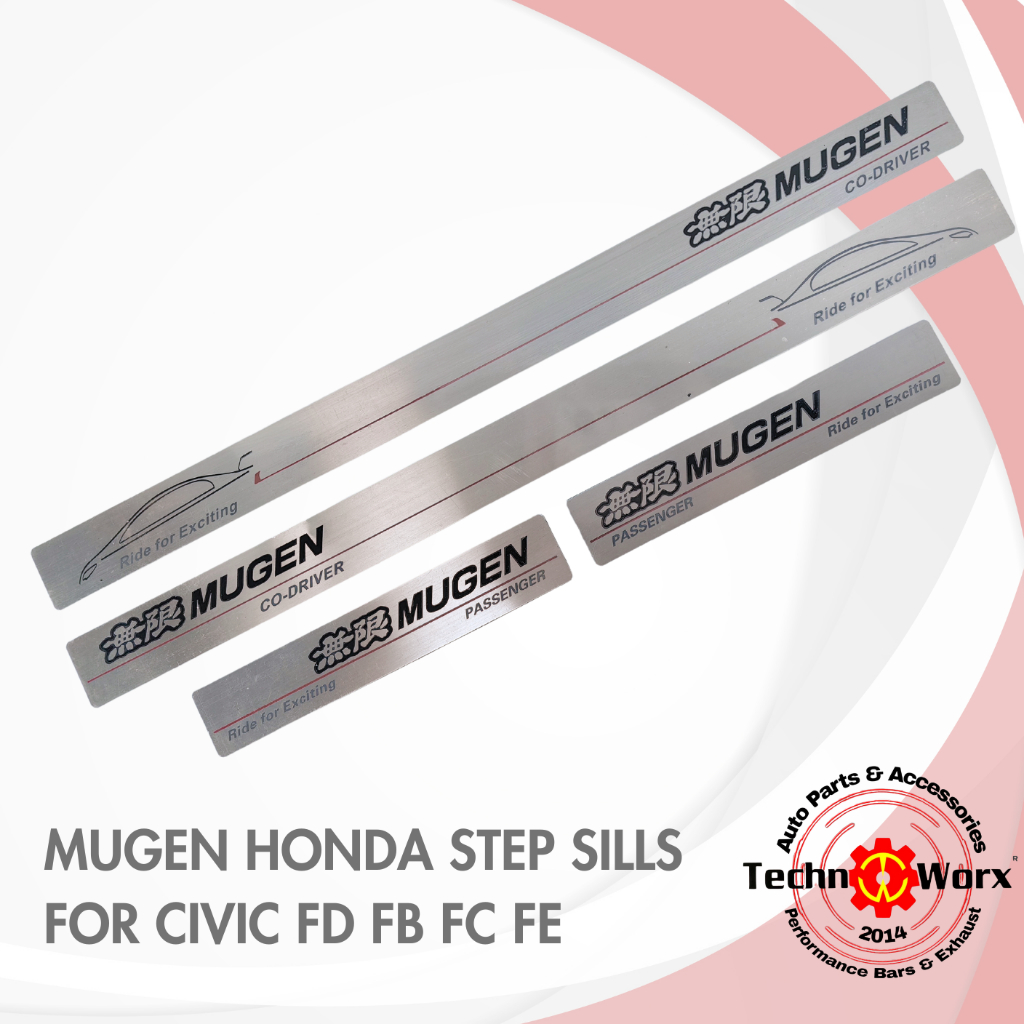 4pcs MUGEN Step Sill HONDA Civic FD FB FC FE Metal STEPSILL Adhesive ...