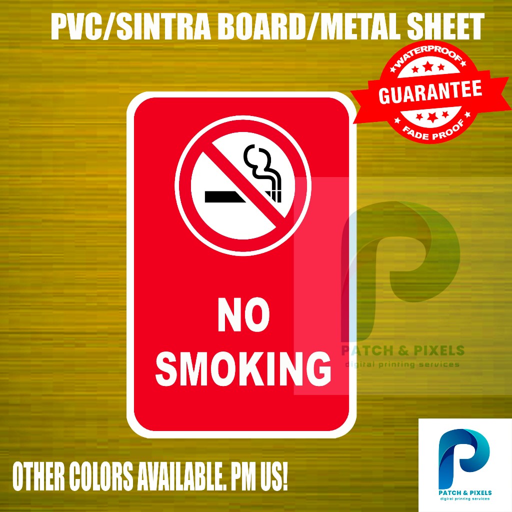 Patch and Pixels No Smoking Sign PVC/Sticker Waterproof Fadeproof ...