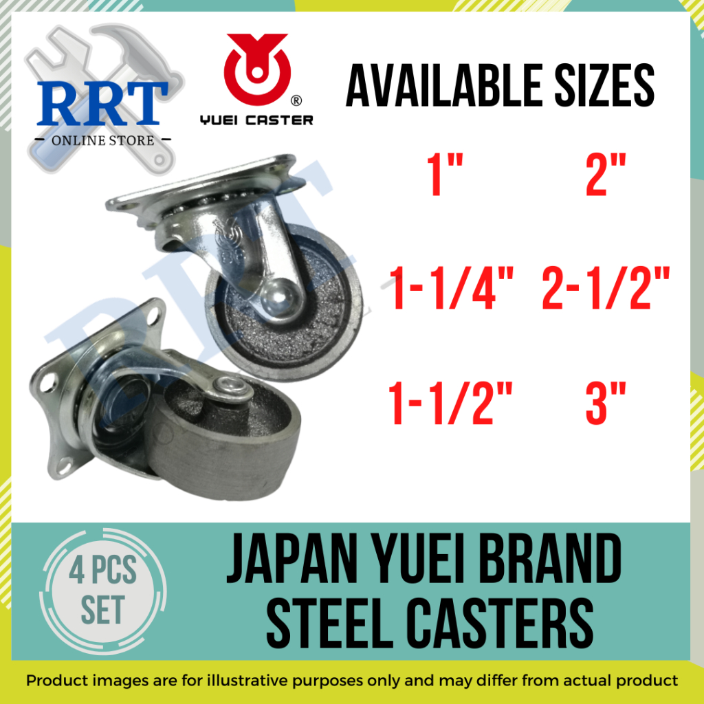 Japan YUEI Brand Steel Caster Wheels (4 pcs set) (2-1/2"; 3") | Shopee ...