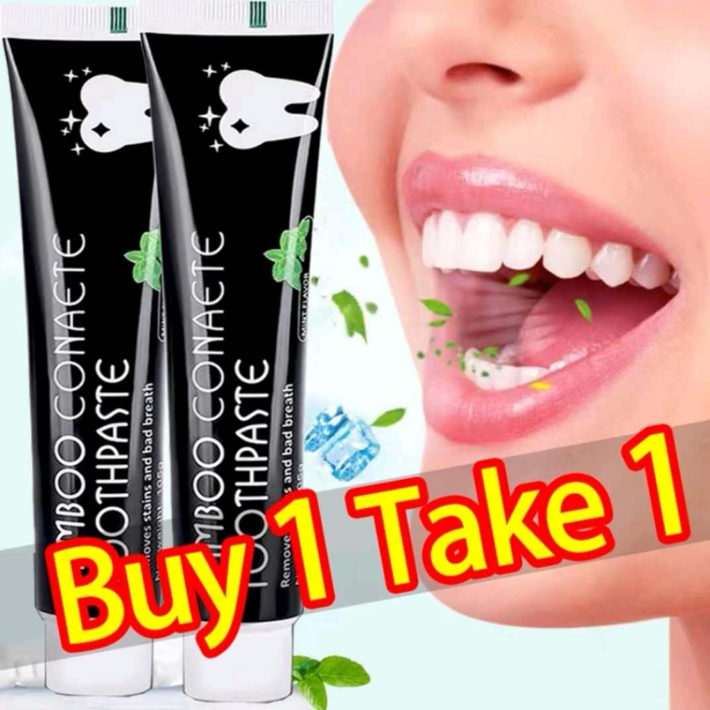 Bamboo Black Charcoal Teeth Whitening Black Toothpaste Fresh Whitener ...