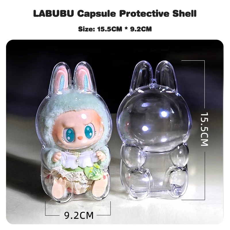 Labubu Seated Acrylic Keychain Transparent Dust Cover Case for The ...