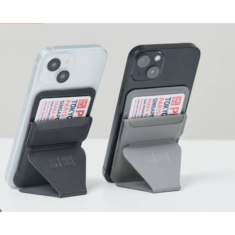 Brand New Auth Uniqlo Phone Stand with Card Holder / Mango Man Pebbled ...