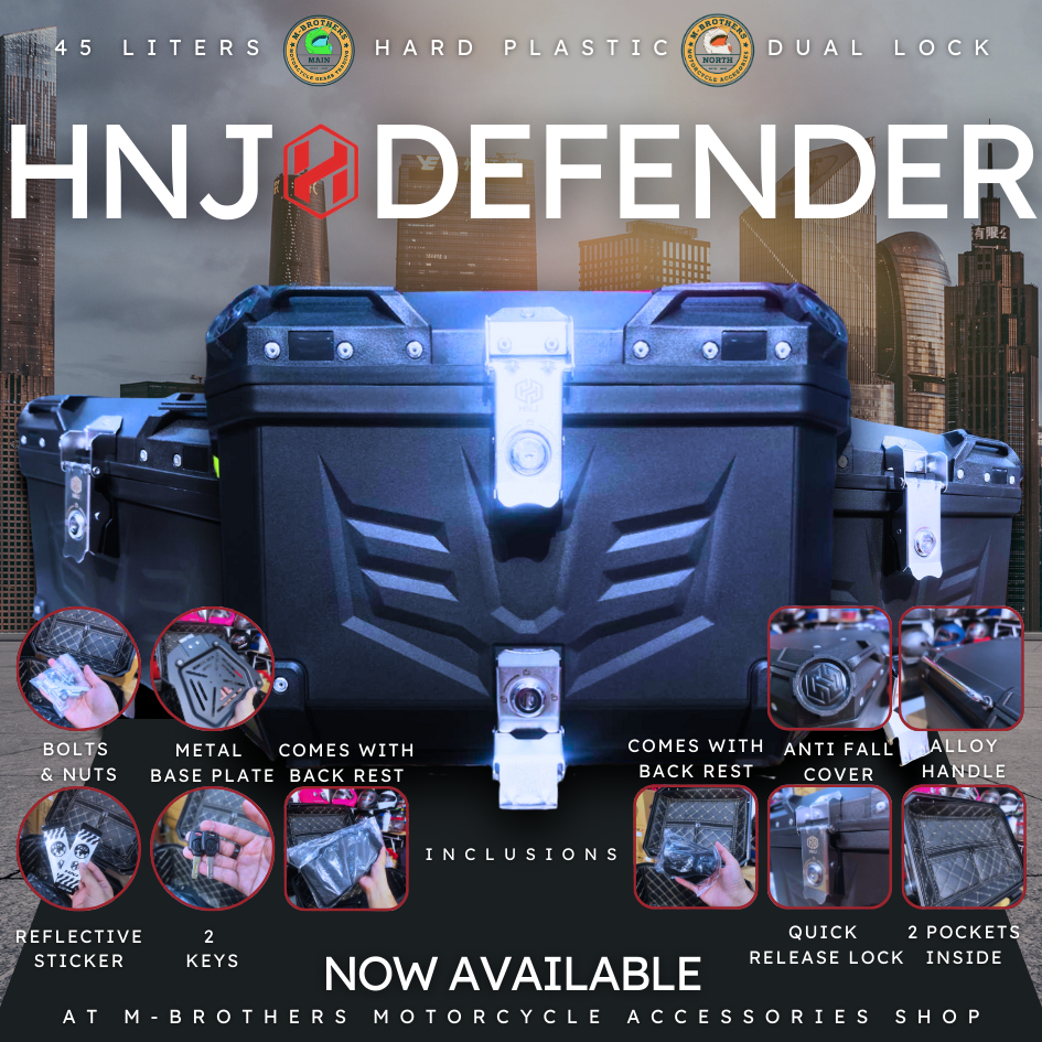 HNJ DEFENDER 45 Liters Dual Lock ABS Hard Plastic Top Box Helmet ...