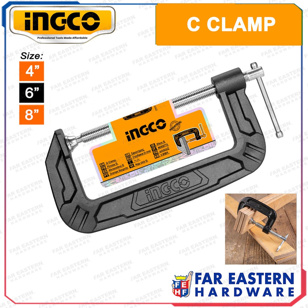 INGCO C-Clamp G Type Wood C Clamp 4" | 6" | 8" INHT | Shopee Malaysia