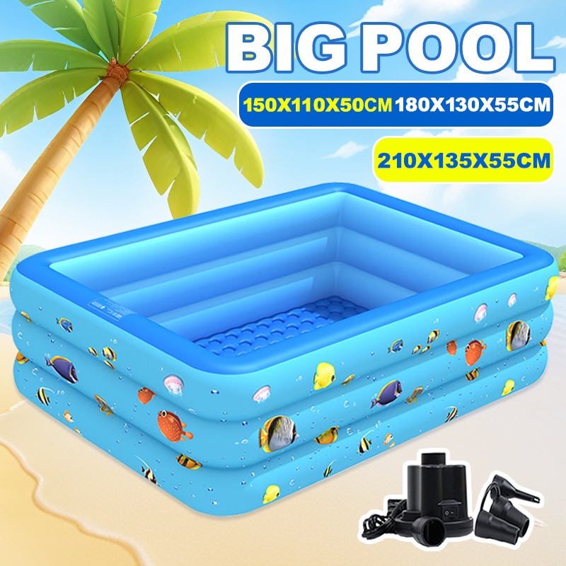 Inflatable pool for kids thickened portable swimming pool with air pume ...