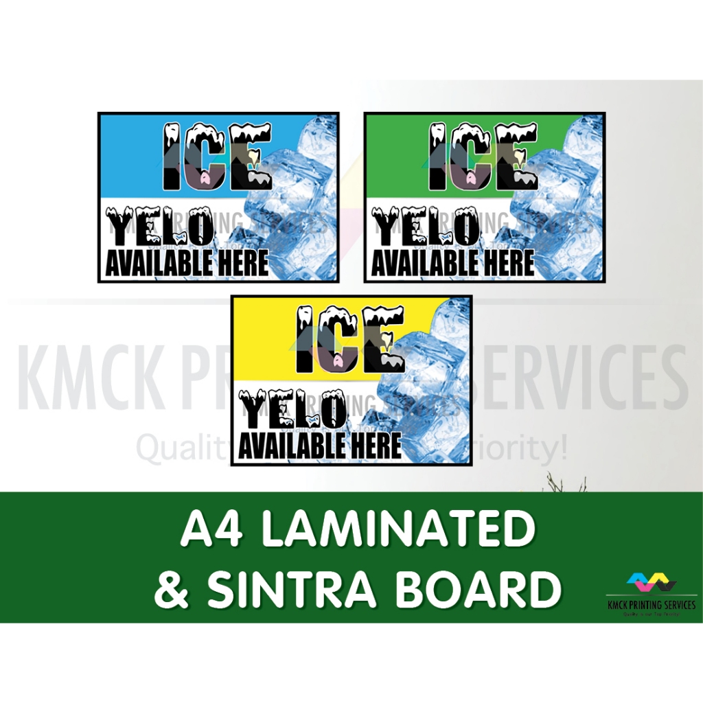 Ice Yelo Available Here Signages Laminated | Sintra Board | Shopee Malaysia