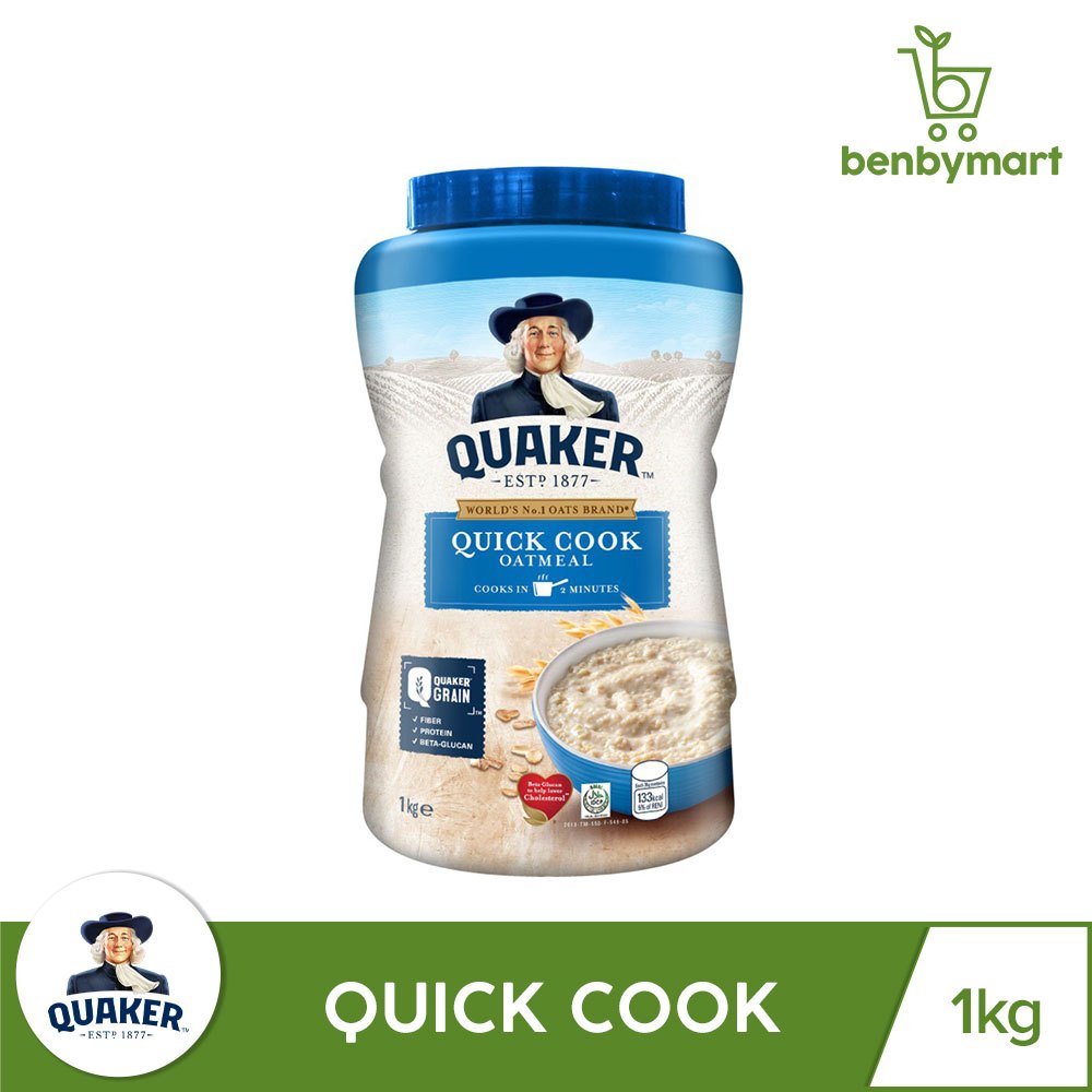 Quaker Quick Cooking Oatmeal 1kg (Jar) | Shopee Malaysia