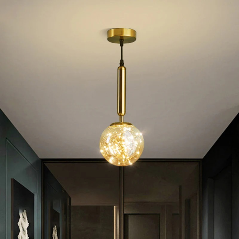 JMC Pendulum Light Nordic 1 Head LED Hanging Pendant with Starry String ...