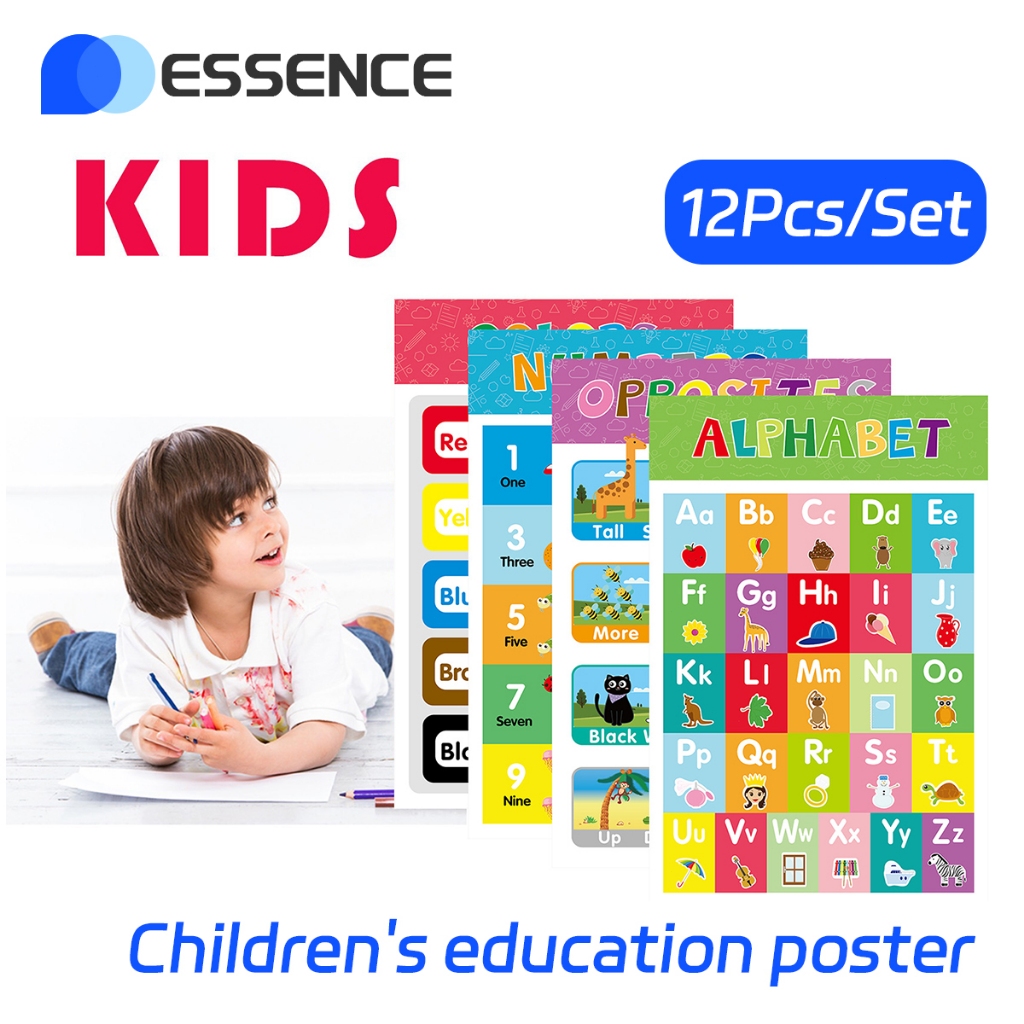 Chart Set For Kid Educational Wall English Alphabet Numbers Chart Early ...