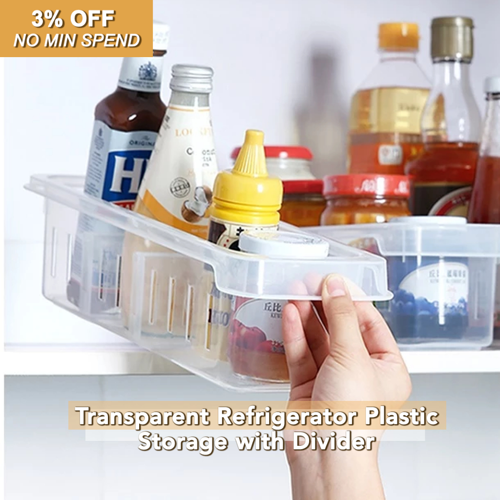 HomeIQ Transparent Refrigerator Plastic Storage With Divider | Shopee ...
