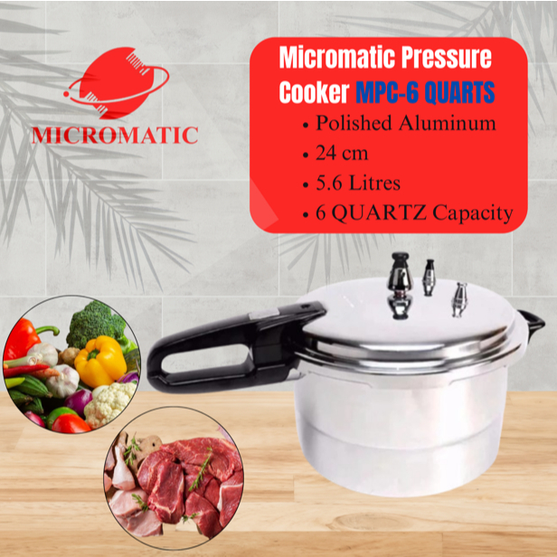 Pressure Cooker Micromatic 6 Quartz Aluminum 24 cm 5.6 Litres MPC- 6 ...