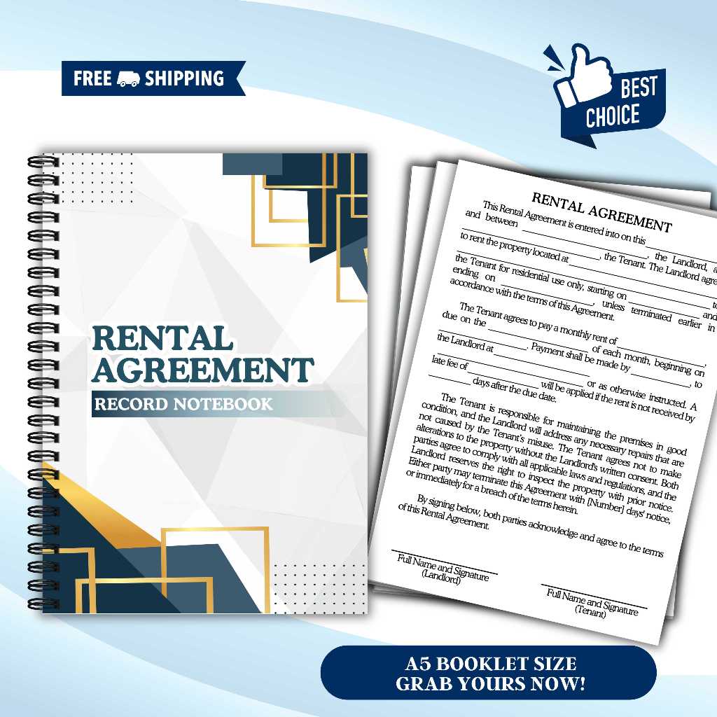 Rental Agreement / Rent Agreement Record and Tracker Notebook | Shopee ...