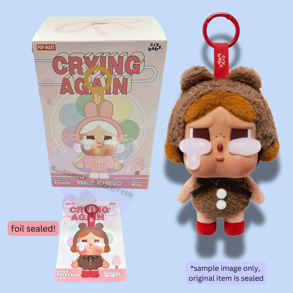 POPMART CRY BABY CRYING AGAIN - LOVE MAKES US CRY -Vinyl Plush Pendant ...