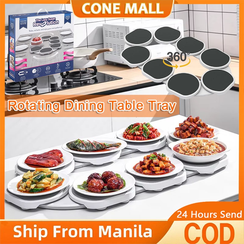 Rotating Dining Table Tray Expandable Long Table Rotating Tray Portable ...