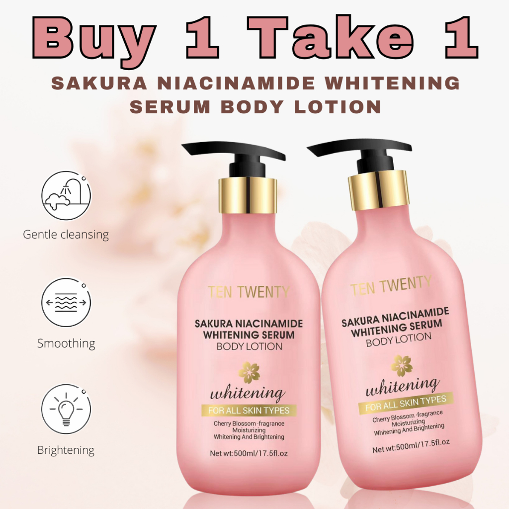 Sakura Niacinamide Body Lotion Whitening and Brightening Moisturizing 500ml Cherry Blossom ...