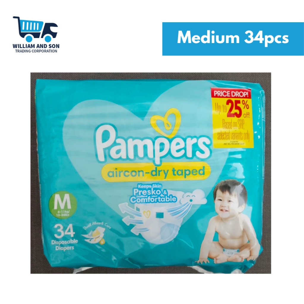 Pampers Aircon Dry Taped Diapers Medium | Shopee Malaysia