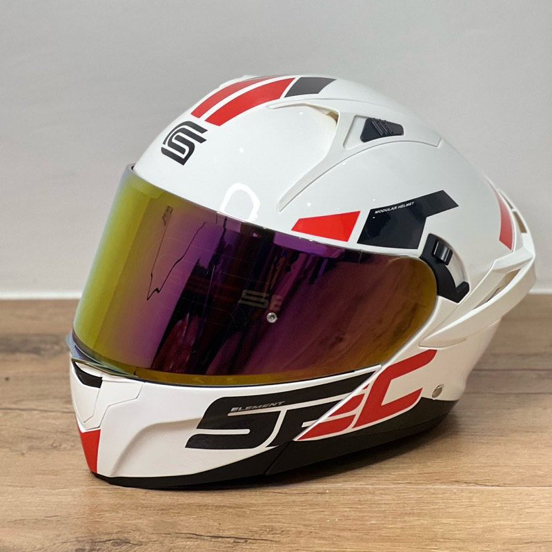 SEC Element Modular Helmet (White/Red) | Shopee Malaysia