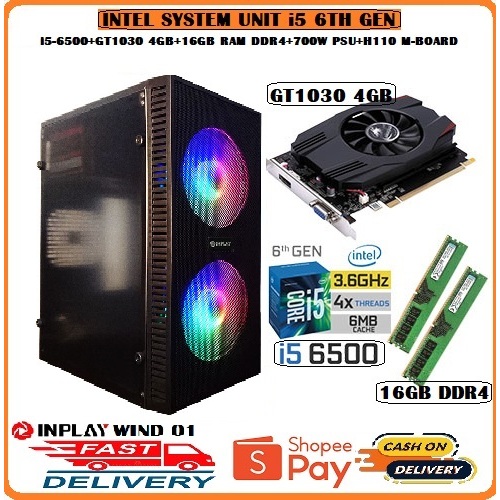 Gaming desktop system unit i5-6500 Intel Processor 6th generation with GT1030 4GB GPU+16GB RAM ...