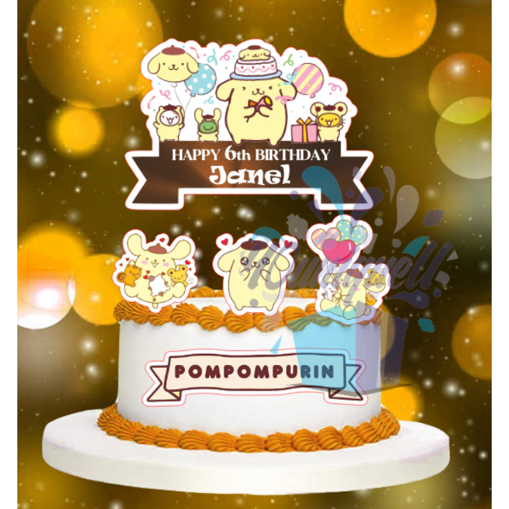 Pompompurin Cake Topper Printed (Customized Name and Age) | Shopee Malaysia