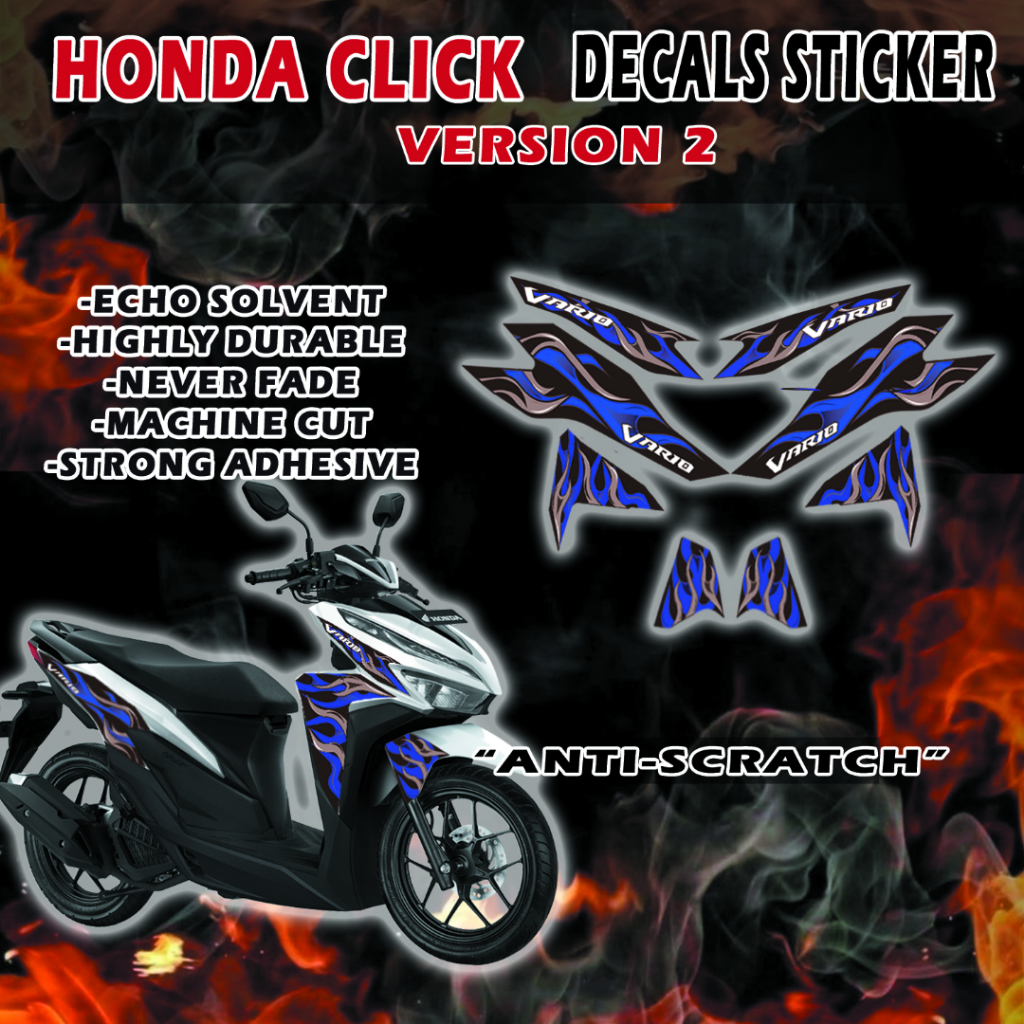 NEW FIRE VARIO DECALS FOR HONDA CLICK VERSION 2 MOTORCYCLE/ HONDA CLICK ...
