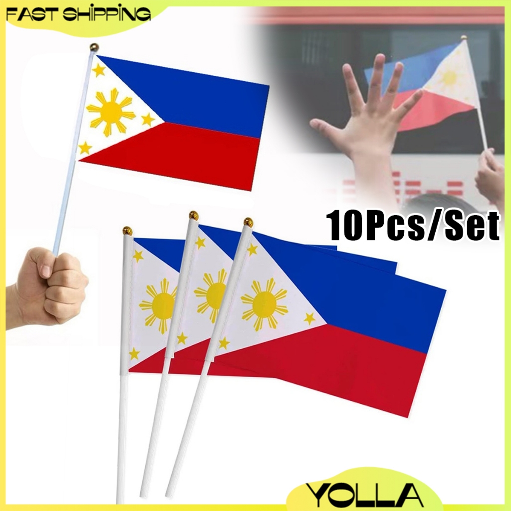 10Pcs Small Philippine Flag with Stick 8x5in Philippine Flaglet For ...