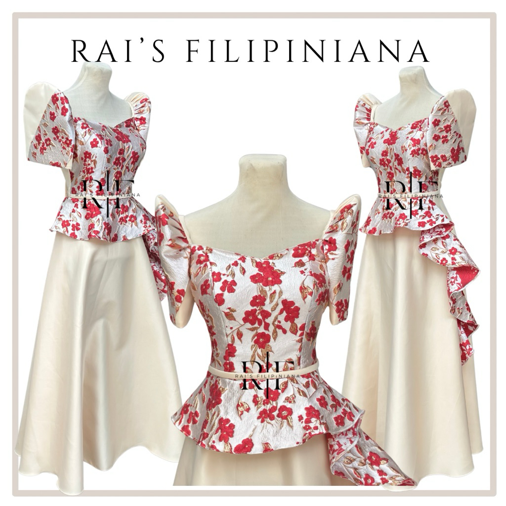 Modern Filipiniana Lily Dress Raffles | Shopee Malaysia