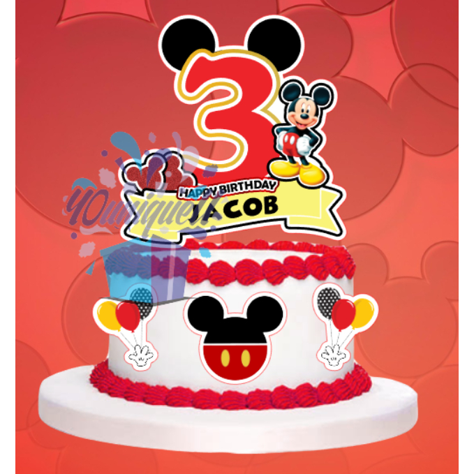 Mickey Mouse Number Cake Topper (Customized Name and Age) | Shopee Malaysia