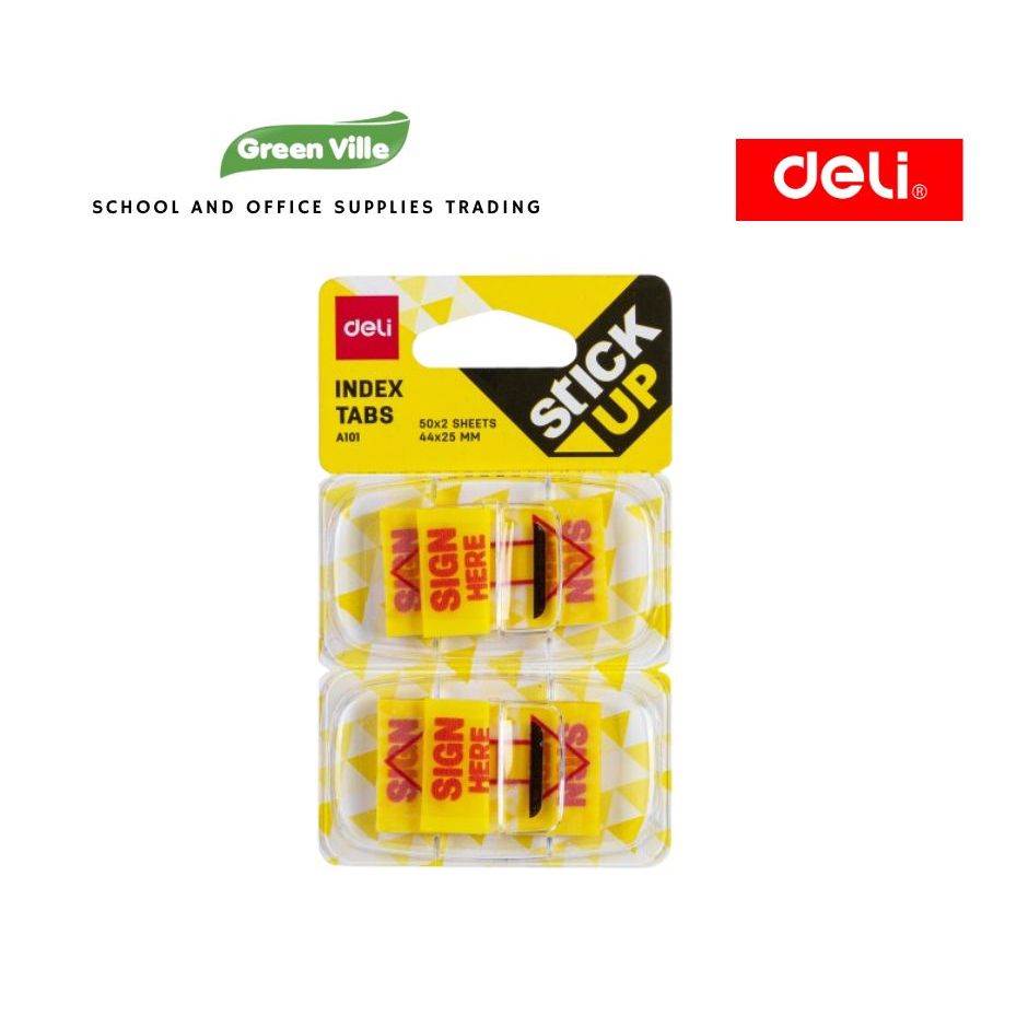 Deli Stick Up Index Tab Sign Here 50x2 Sheets (44mmx25mm) | Shopee Malaysia