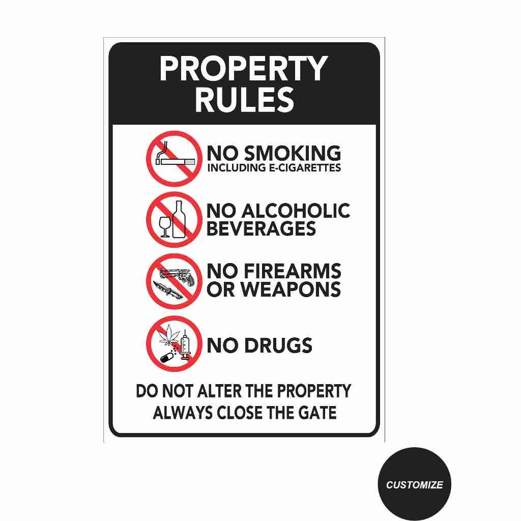 SIGNAGE - PROPERTY RULES - PVC PLASTIC MATERIAL SIGNAGE | Shopee Malaysia