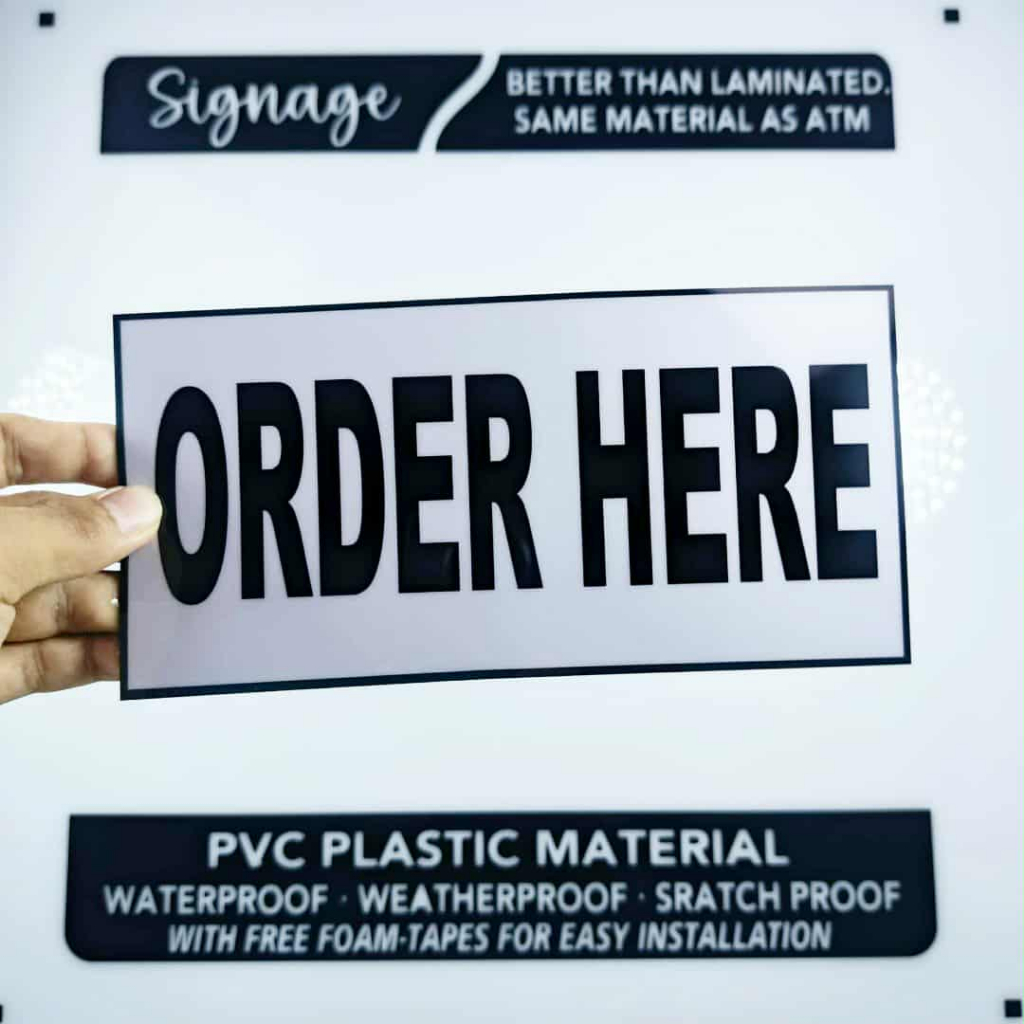 SIGNAGE - ORDER HERE - WHITE SIGNAGE - PVC PLASTIC MATERIAL SIGNAGE ...