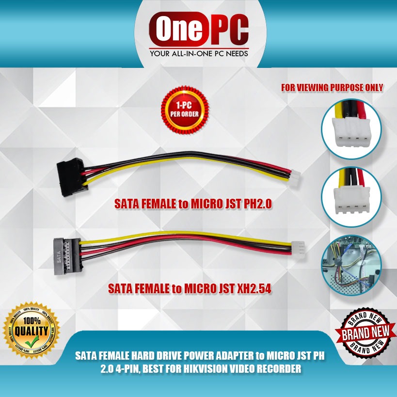 ONE PC SATA FEMALE to 4-PIN MICRO JST FEMALE, HDD SATA POWER CABLE ...