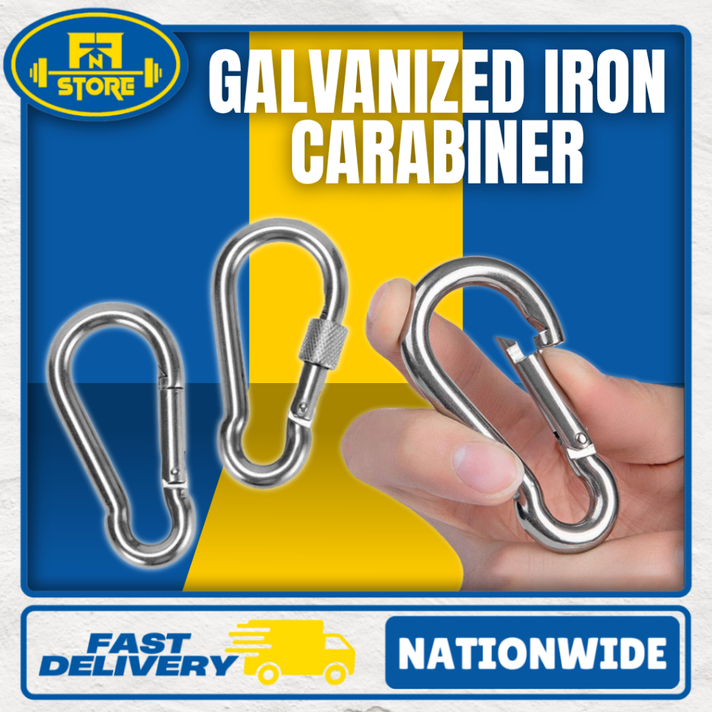 Heavy Duty Metal Carabiner Clip with Lock Spring Snap Hook Rust ...