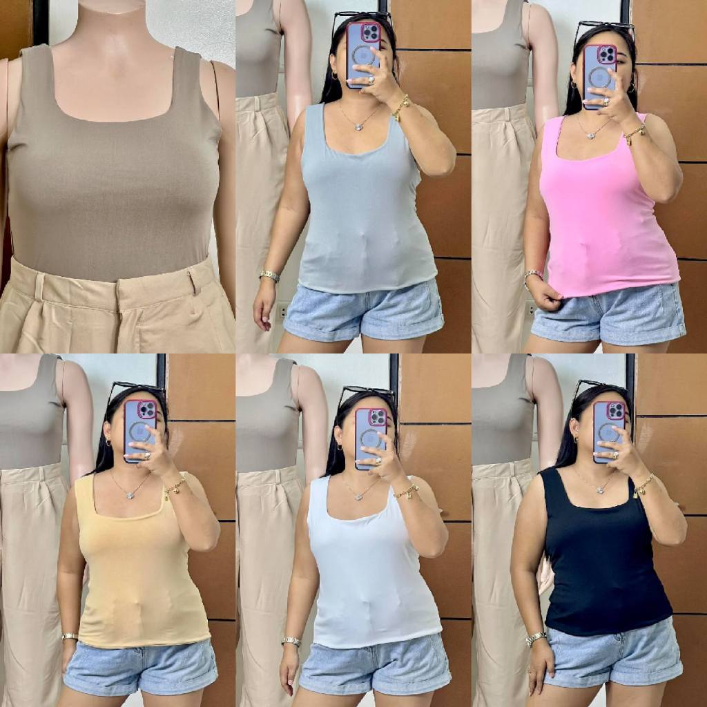 LKOU PLUS SIZE DOUBLE LINING SQUARE NECK TOP (L-3XL) | Shopee Malaysia