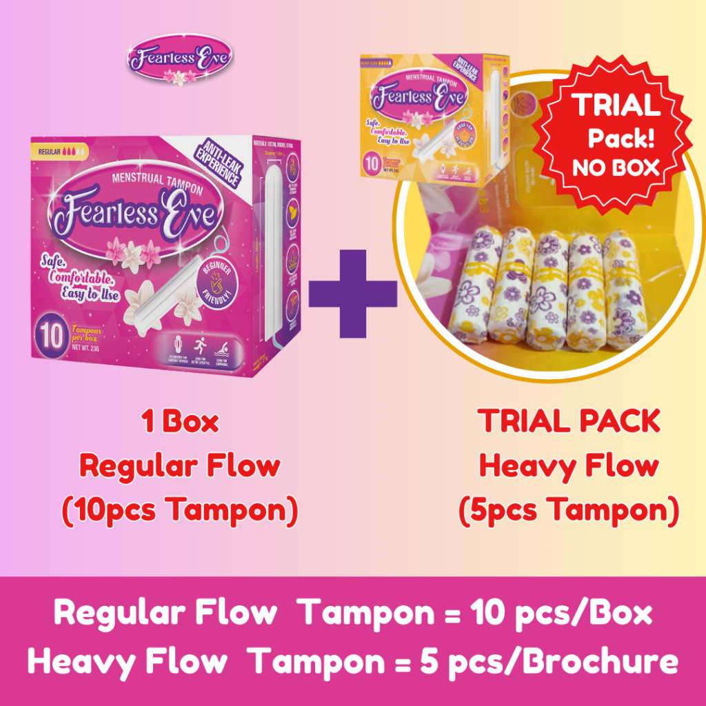 Fearless Eve Regular + Heavy Flow Tampon- (1Box Regular + TRIAL Pack ...